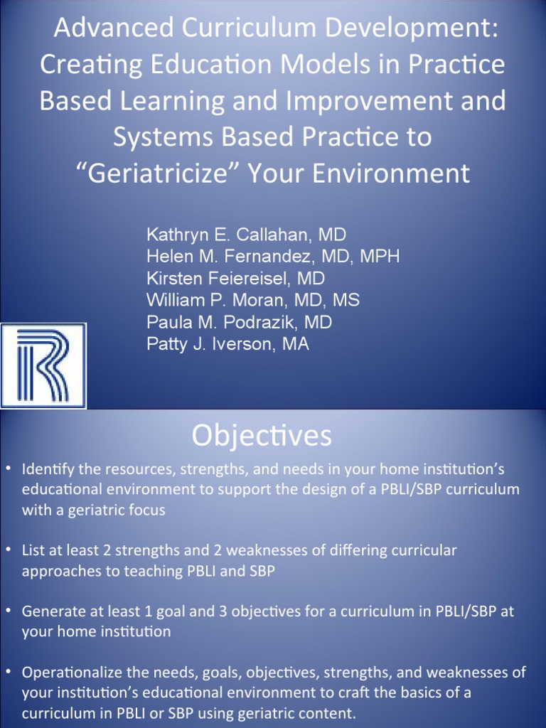 Advanced Curriculum Development Final | PDF | Geriatrics | Curriculum