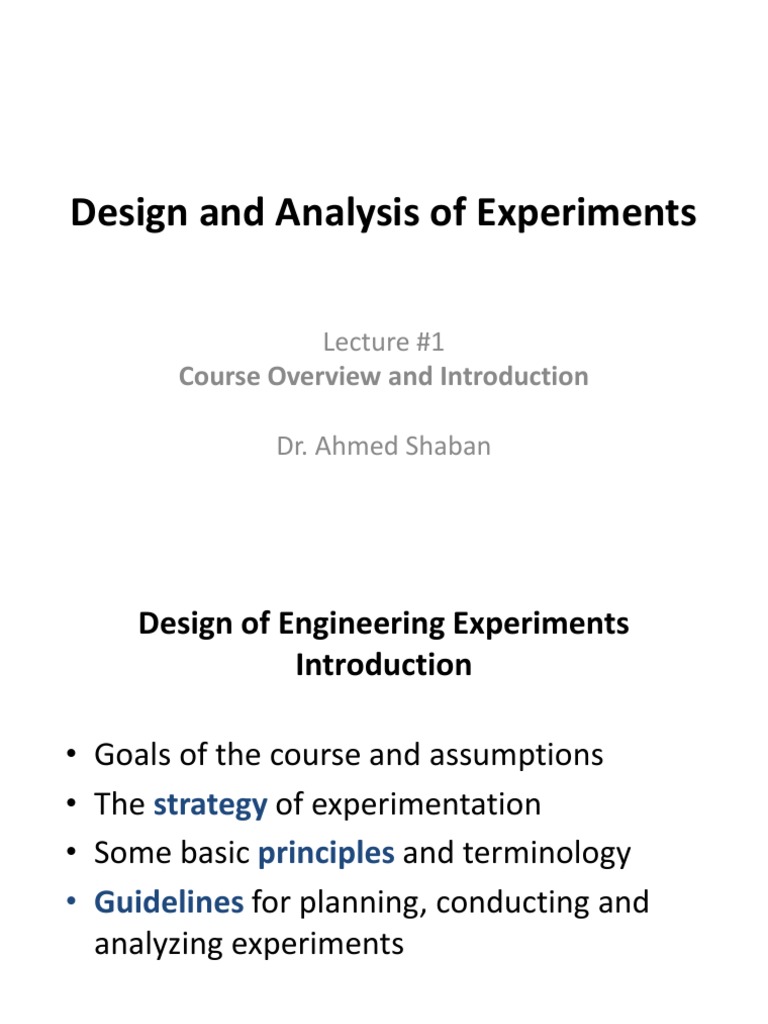 Design and Analysis of Experiments: Course Overview and Introduction ...