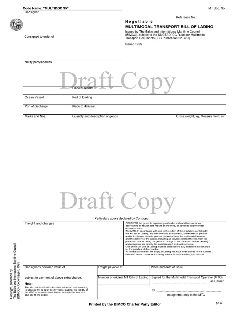 Multimodal Transport Bill of Lading PDF | PDF | Common Law | Private Law