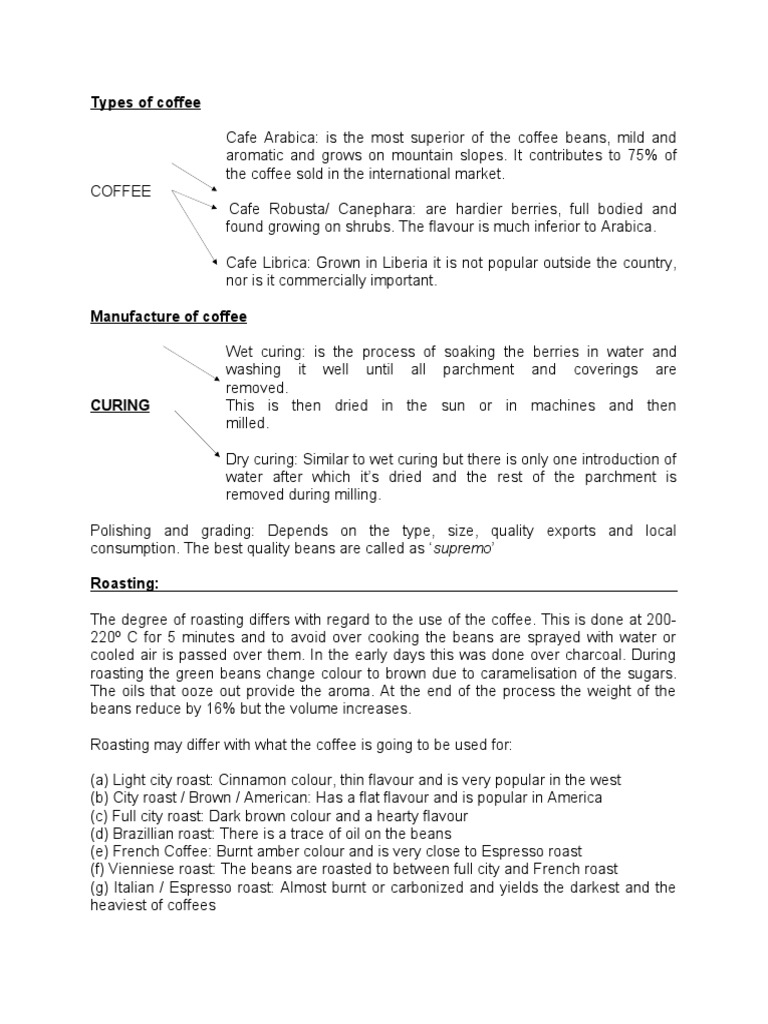 Types of Coffee | Download Free PDF | Coffee | Foods
