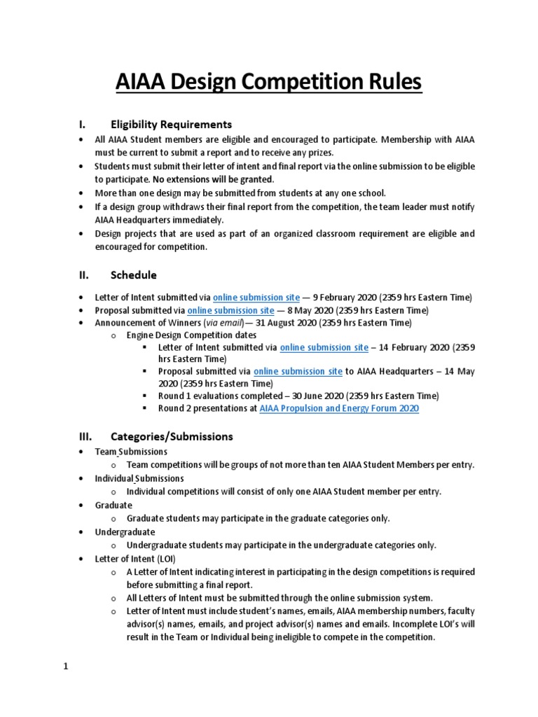Design Competition Rules 2020 PDF | PDF | Request For Proposal | Evaluation
