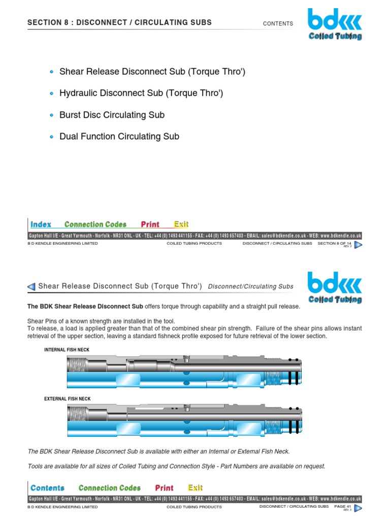 Shear Release Disconnect Sub (Torque Thro') Hydraulic Disconnect Sub ...