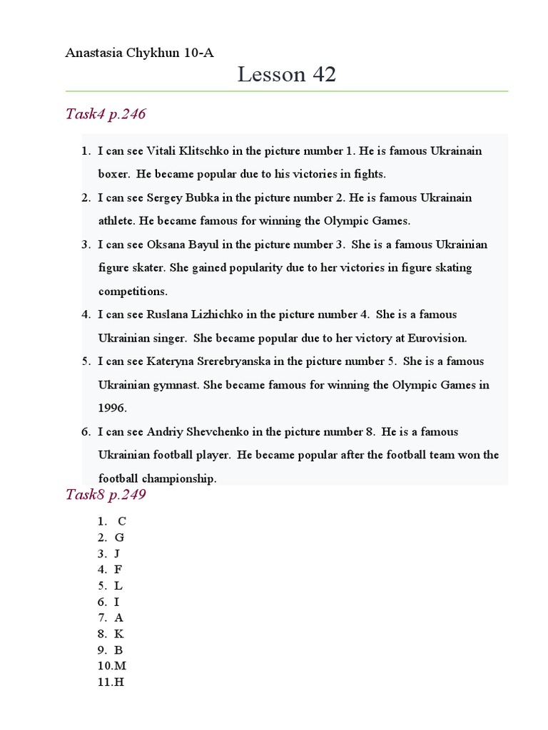 Lesson 42: Task4 p.246 | PDF