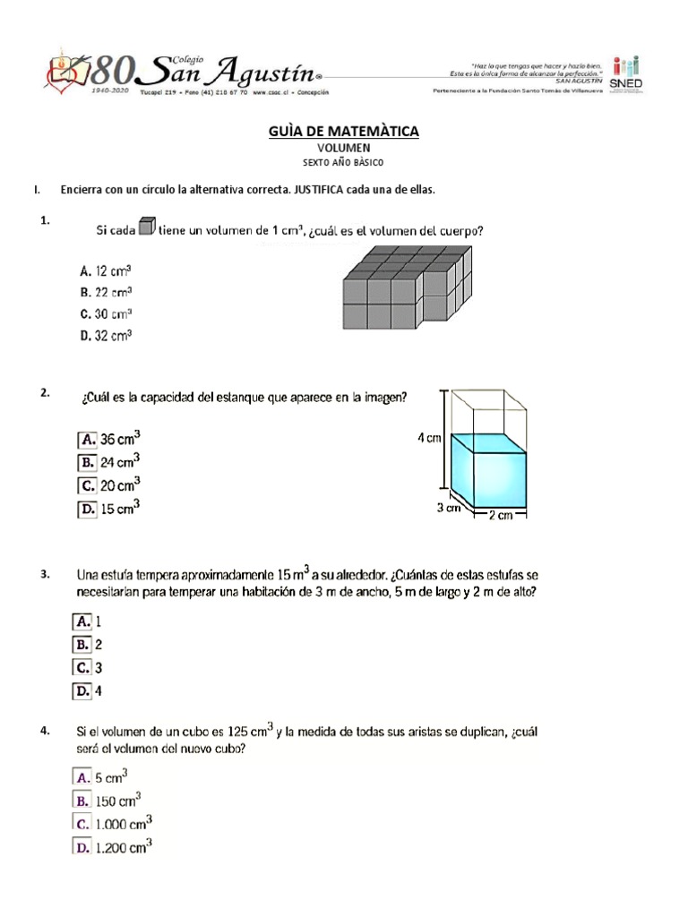 GUÌA DE MATEMÀTICA - Volumen | PDF