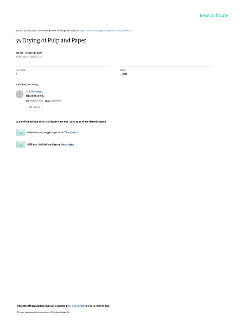 35 Drying of Pulp and Paper | PDF | Evaporation | Paper