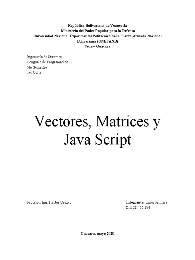 Vectores, Matrices y Java Script | PDF | Script Java | Programación de computadoras