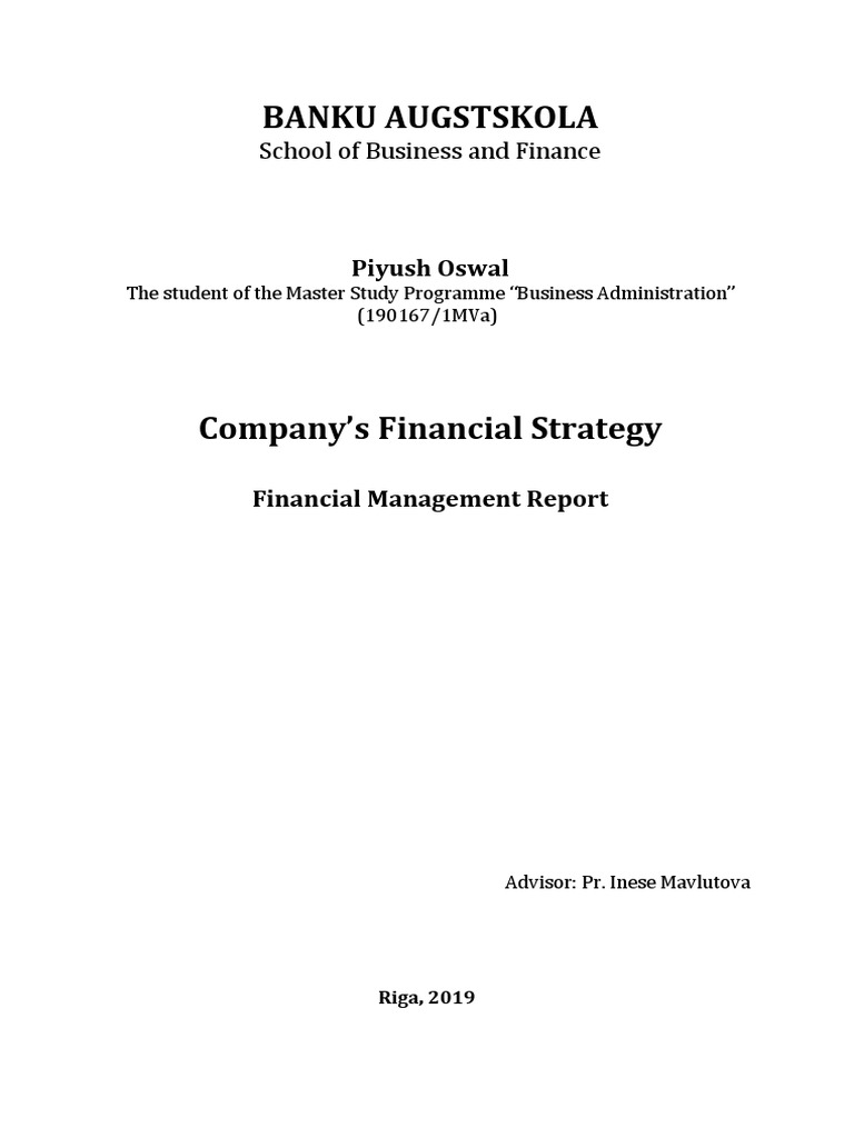 Company's Financial Strategy | PDF | Equity (Finance) | Hedge (Finance)