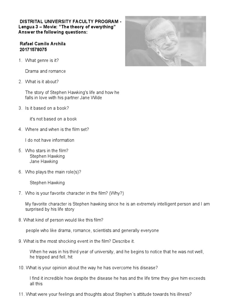 The Theory of Everything Film | PDF | Stephen Hawking