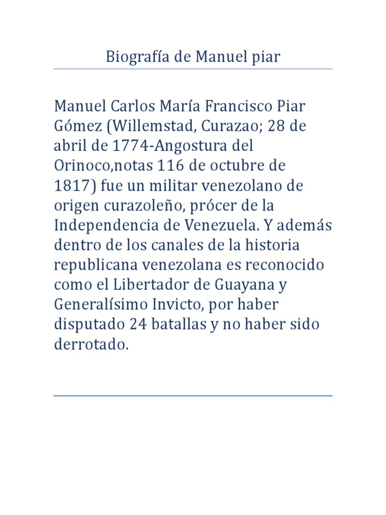Biografía de Manuel Piar | PDF