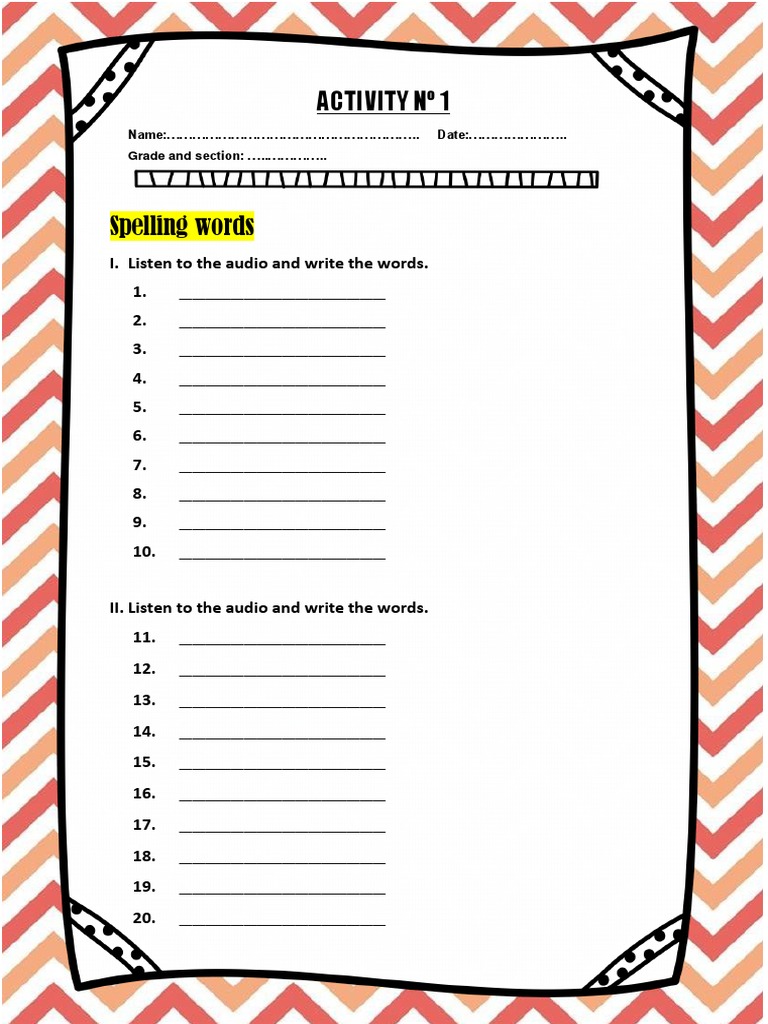 Activity 1 - Spelling PDF | PDF
