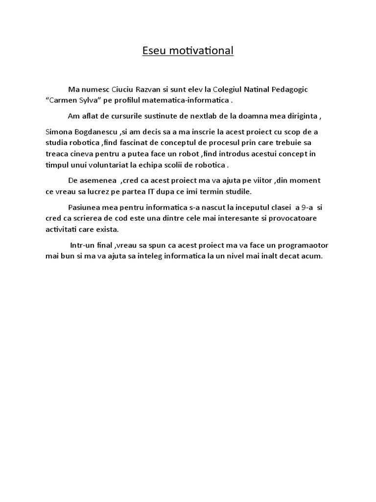 Eseu Motivational | PDF