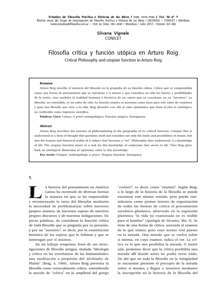 Filosofía Crítica y Función Utópica | PDF | Conocimiento | Platón Filosofía Crítica y Función Utópica | PDF | Conocimiento | Platón