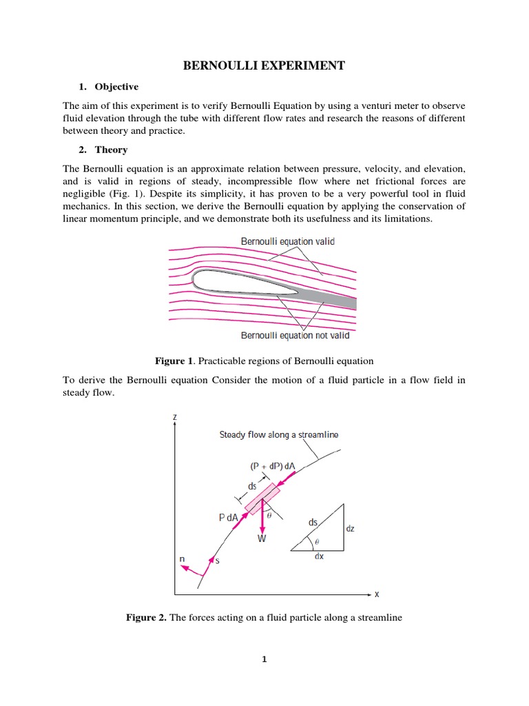 Bernoulli Experiment with Venturi Meter | PDF | Fluid Dynamics | Pressure