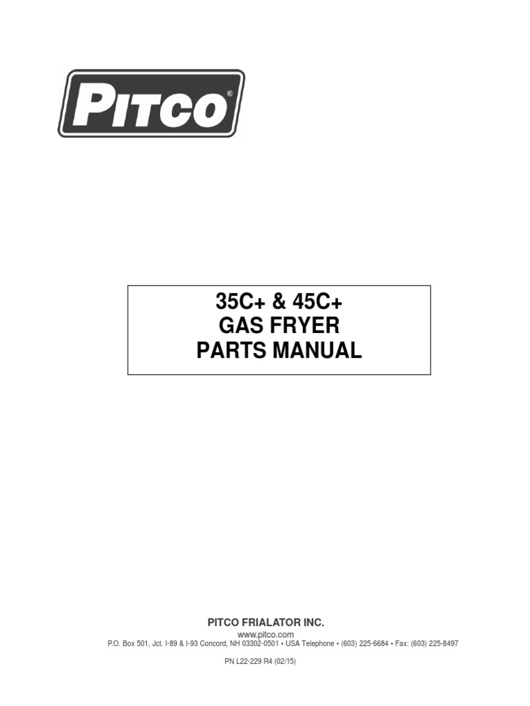 35C+ & 45C+ Gas Fryer Parts Manual: Pitco Frialator Inc | PDF ...