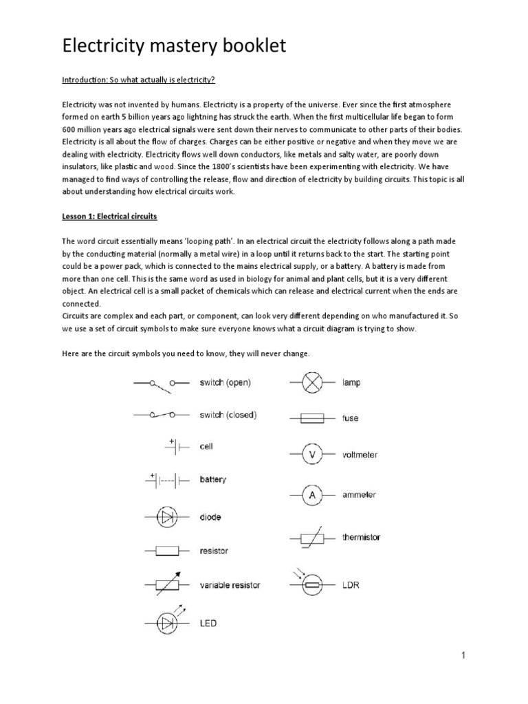 Electricity Mastery Booklet | PDF | Voltage | Electrical Resistance And ...