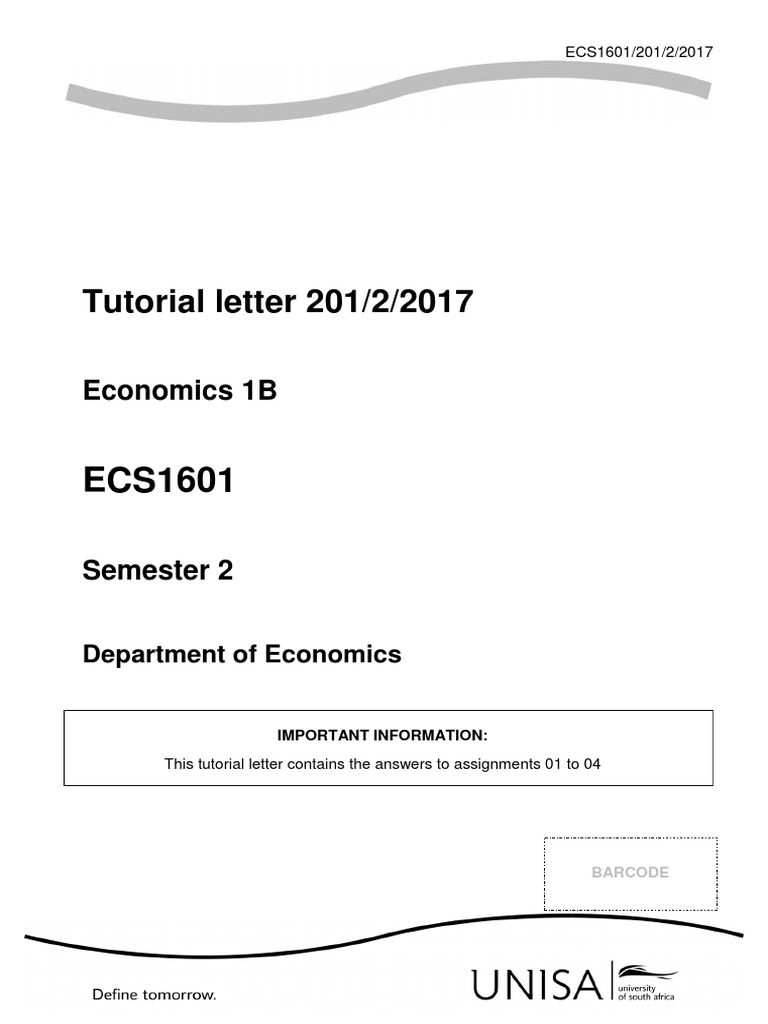 Tutorial Letter 201/2/2017: Economics 1B | PDF | Fiscal Policy | Interest