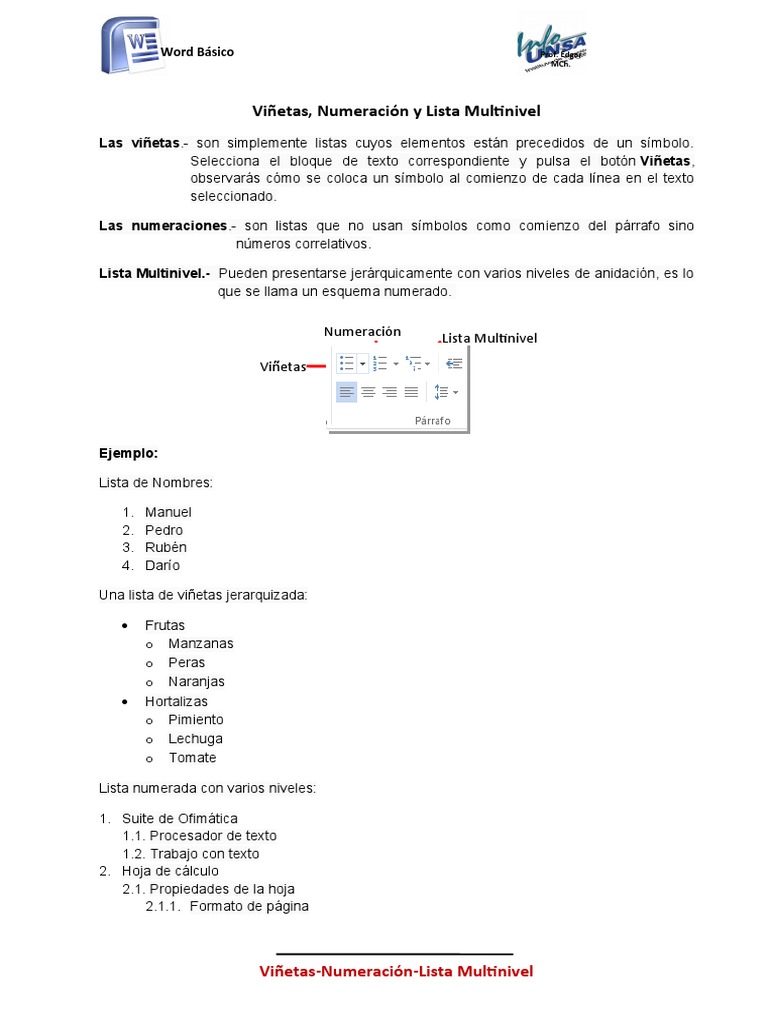 Viñetas y Listas Multinivel en Word | PDF | Puerta lógica | Informática