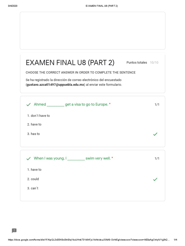 Final Exam U8 Part 2 Answers | PDF