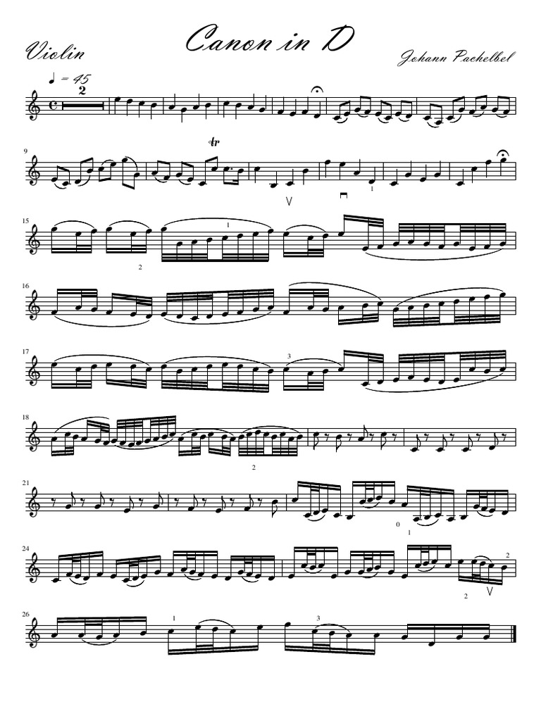 Canon in D Violin Duet-Violin 1-Violin 1 | PDF | Pachelbel's Canon ...