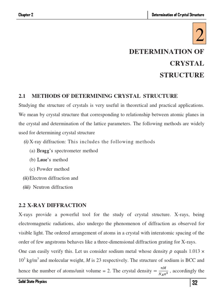 Chapter 2 X-Ray Diffraction PDF | PDF | X Ray Crystallography | Crystal ...