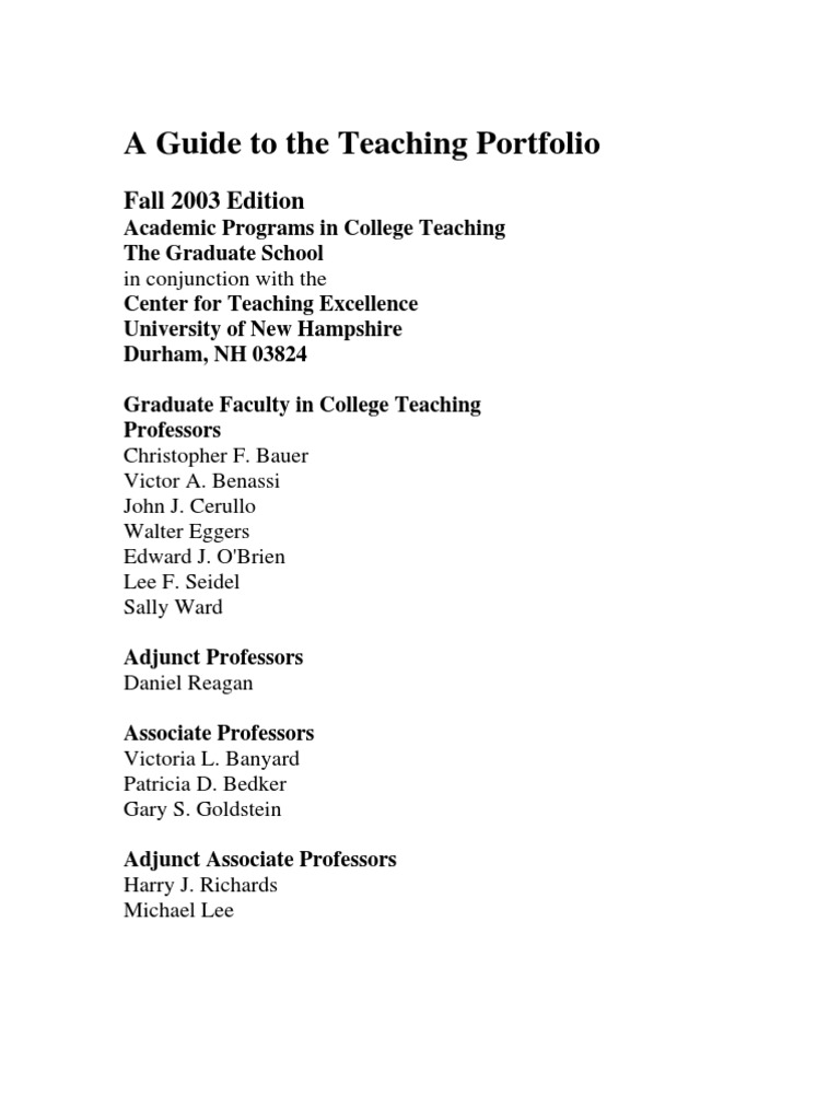 A Guide To The Teaching Portfolio | PDF | Teachers | Learning