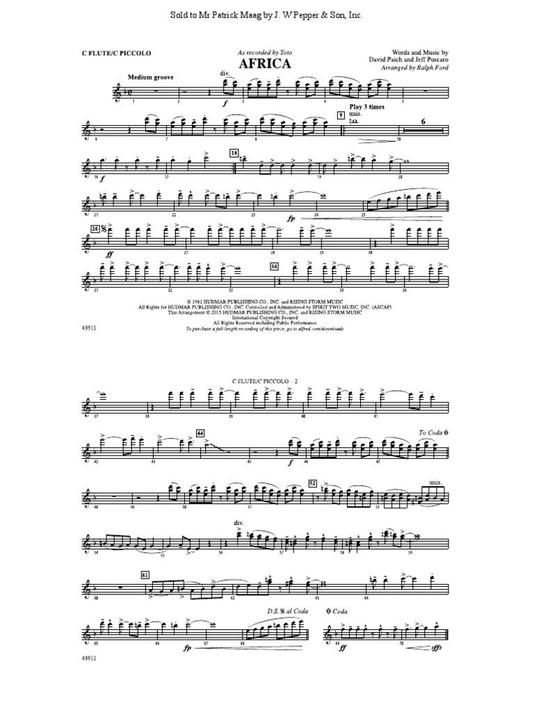 Africa Sheet Music PDF | PDF