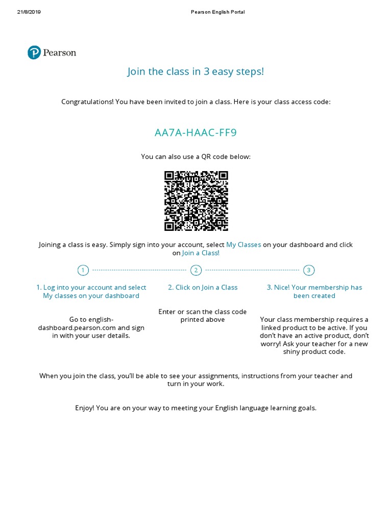 Join The Class in 3 Easy Steps!: Aa7A-Haac-Ff9 | PDF | Career & Growth ...