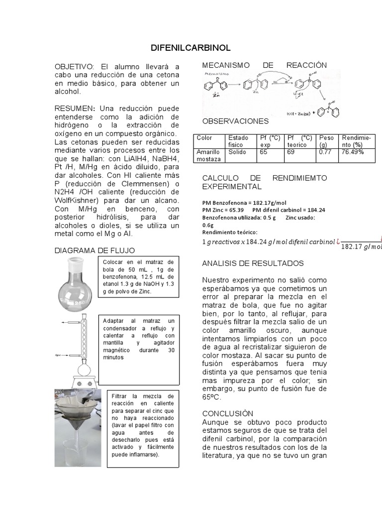 DIFENILCARBINOL | PDF | Alcohol | Cetona