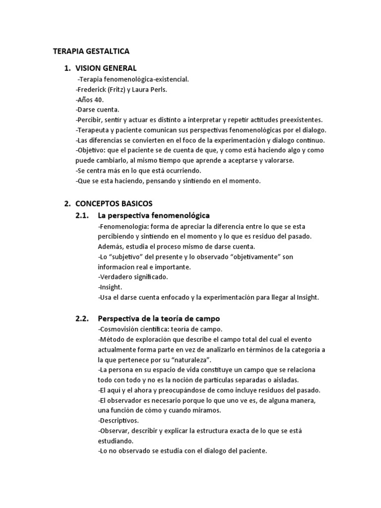 Terapia Gestaltica | PDF | Terapia Gestalt | Psicoterapia