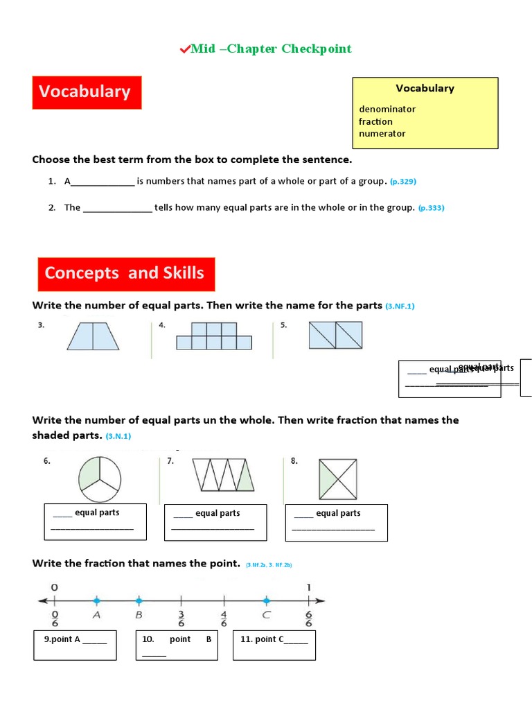 Mid-Chapter Checkpoint: Fractions | PDF