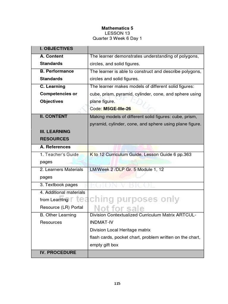 Mathematics 5-Q3-w6 | PDF | Sphere | Learning