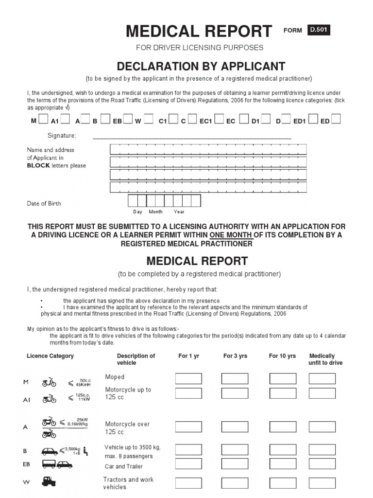 Driver License Medical Report Form | PDF | Driver's License | Vehicles
