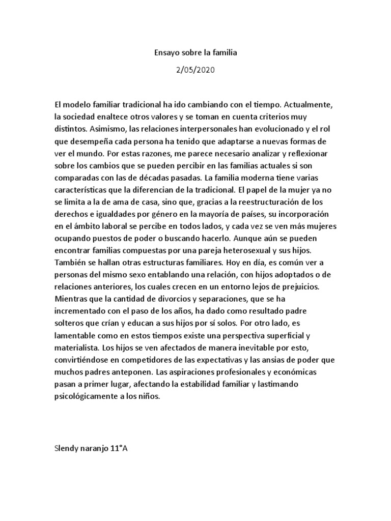 Ensayo Sobre La Familia | PDF