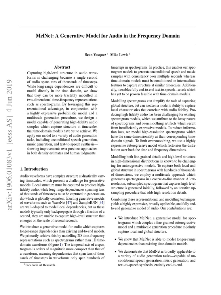 Melnet: A Generative Model For Audio in The Frequency Domain | PDF | Speech Synthesis | Accent ...