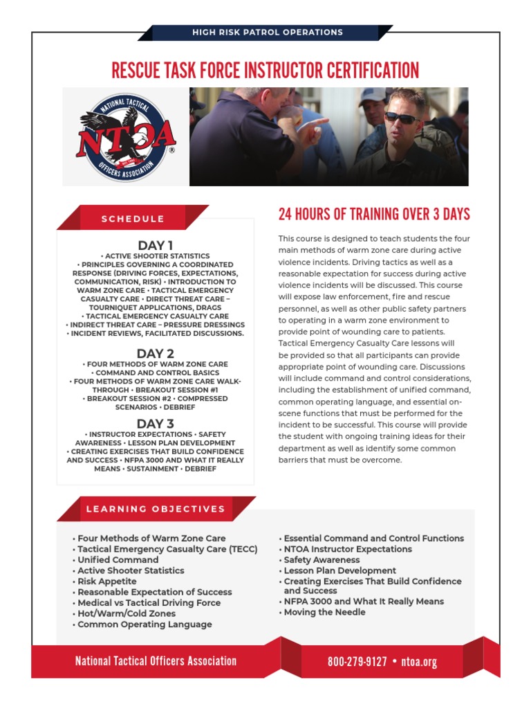 Rescue Task Force Instructor Certification: 24 Hours of Training Over 3 ...