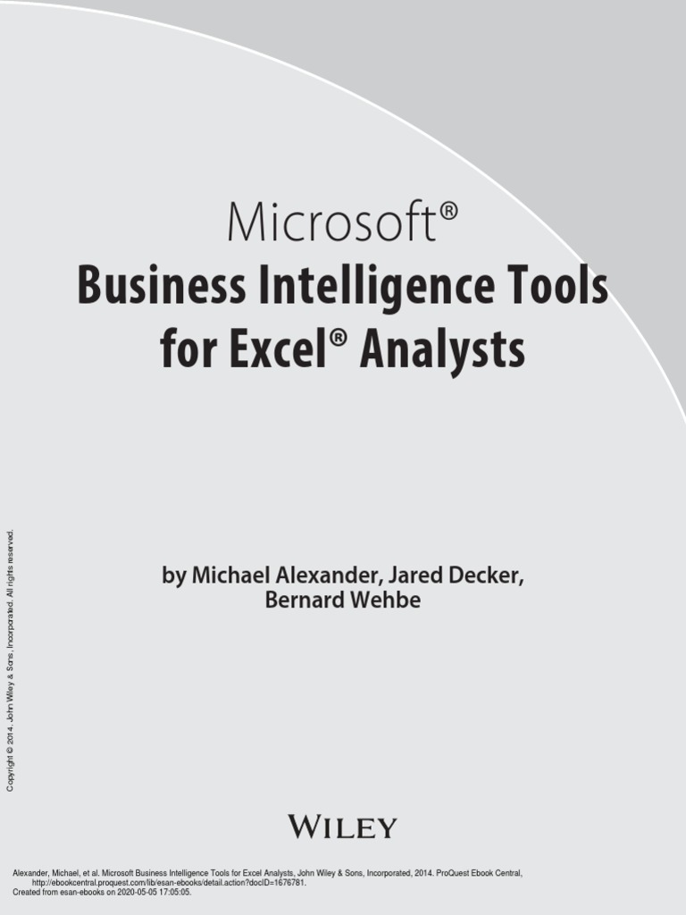 Microsoft Business Intelligence Tools For Excel An... - (Title Page ...