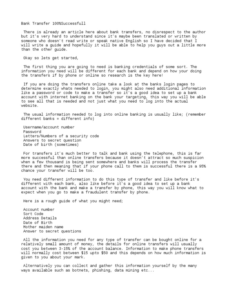 100 - Successful Bank Transfers | PDF | Online Banking | Banks & Banking