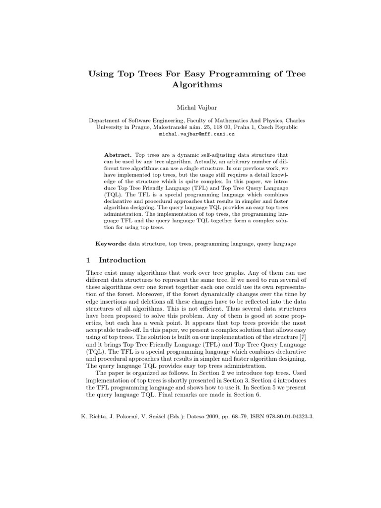 Using Top Trees For Easy Programming of Tree Algorithms | PDF | Boolean ...