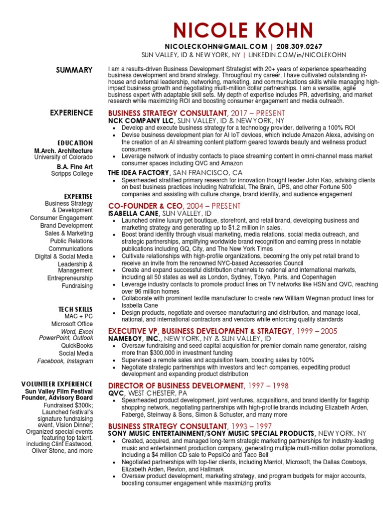 Nicole-Kohn-Resume-2019-Final (1) - 15 PDF | PDF | Brand | Strategic ...