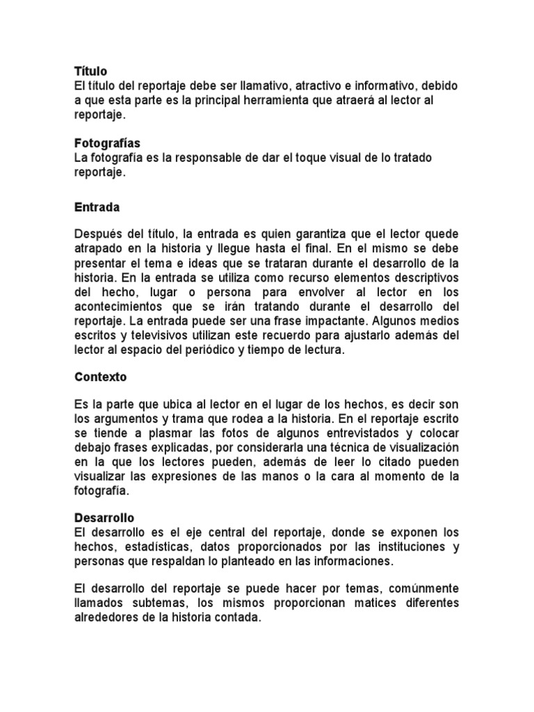 Partes Del Reportaje | PDF