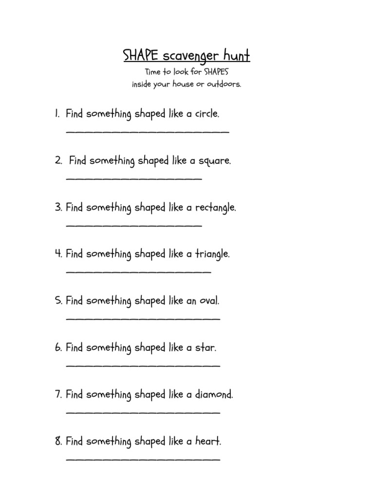 Shape Scavenger Hunt Activity | PDF