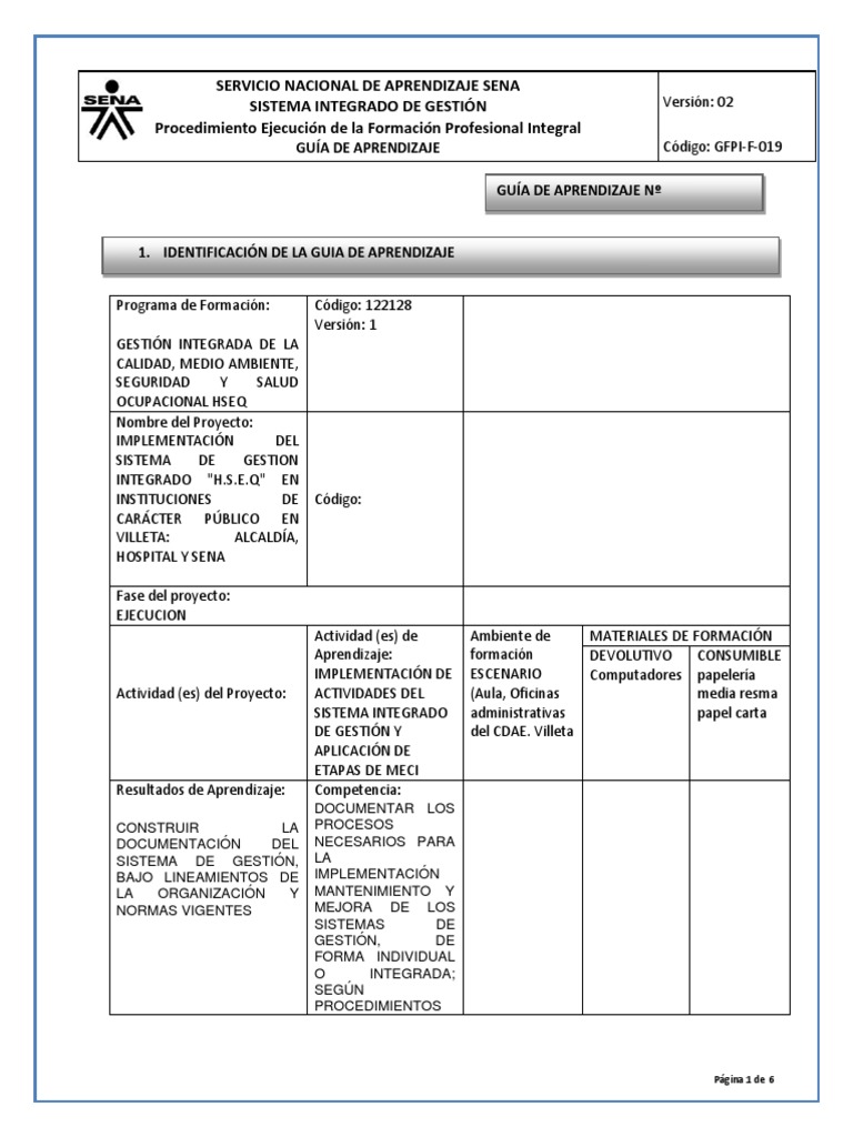 GFPI-F-019 - Formato - Guia - de - Aprendizaje | PDF | Factores humanos y ergonomía | Evaluación