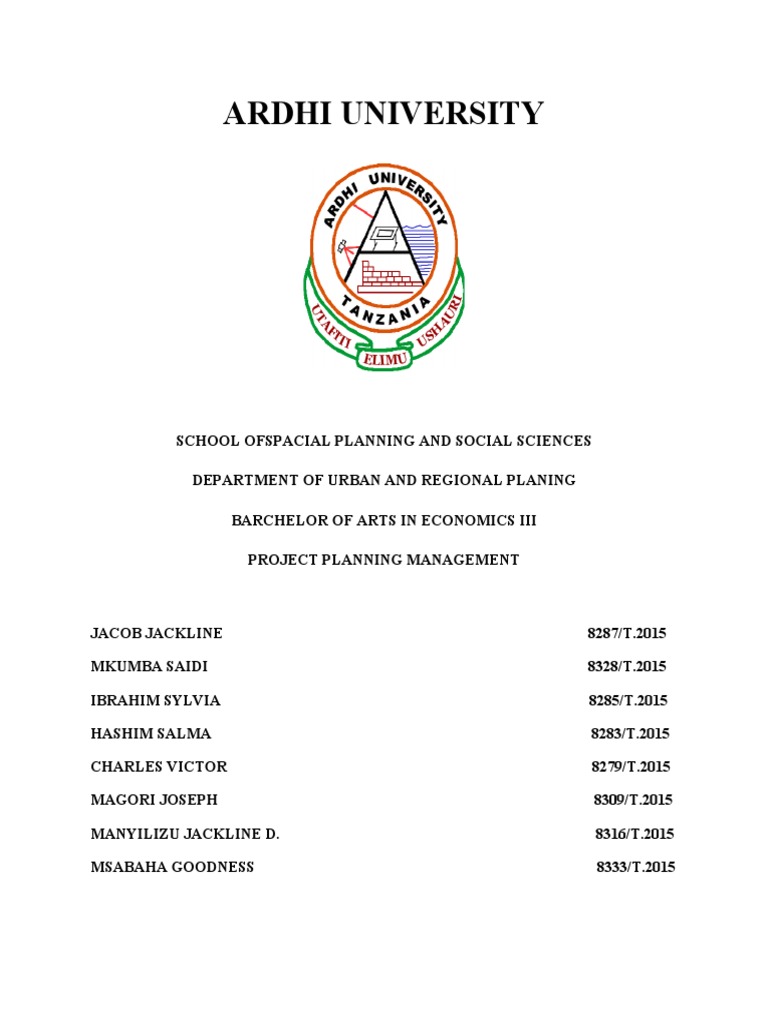 Ardhi University Project Planning Management BA Economics III | PDF