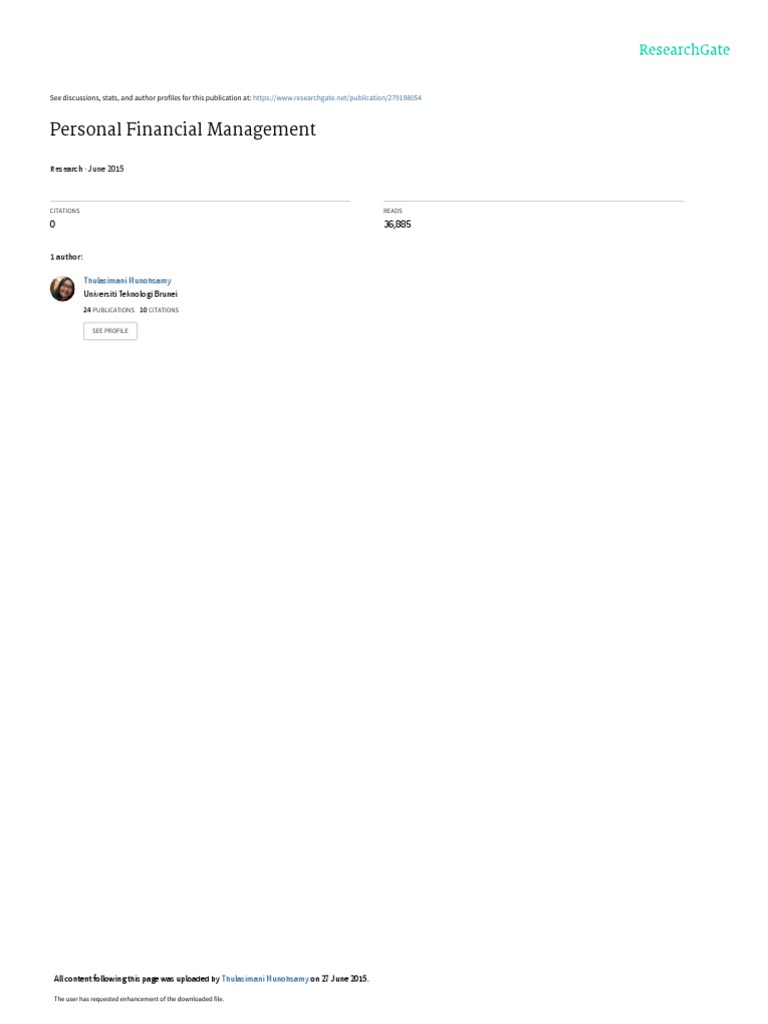 An In-Depth Analysis of Personal Financial Management: Understanding ...