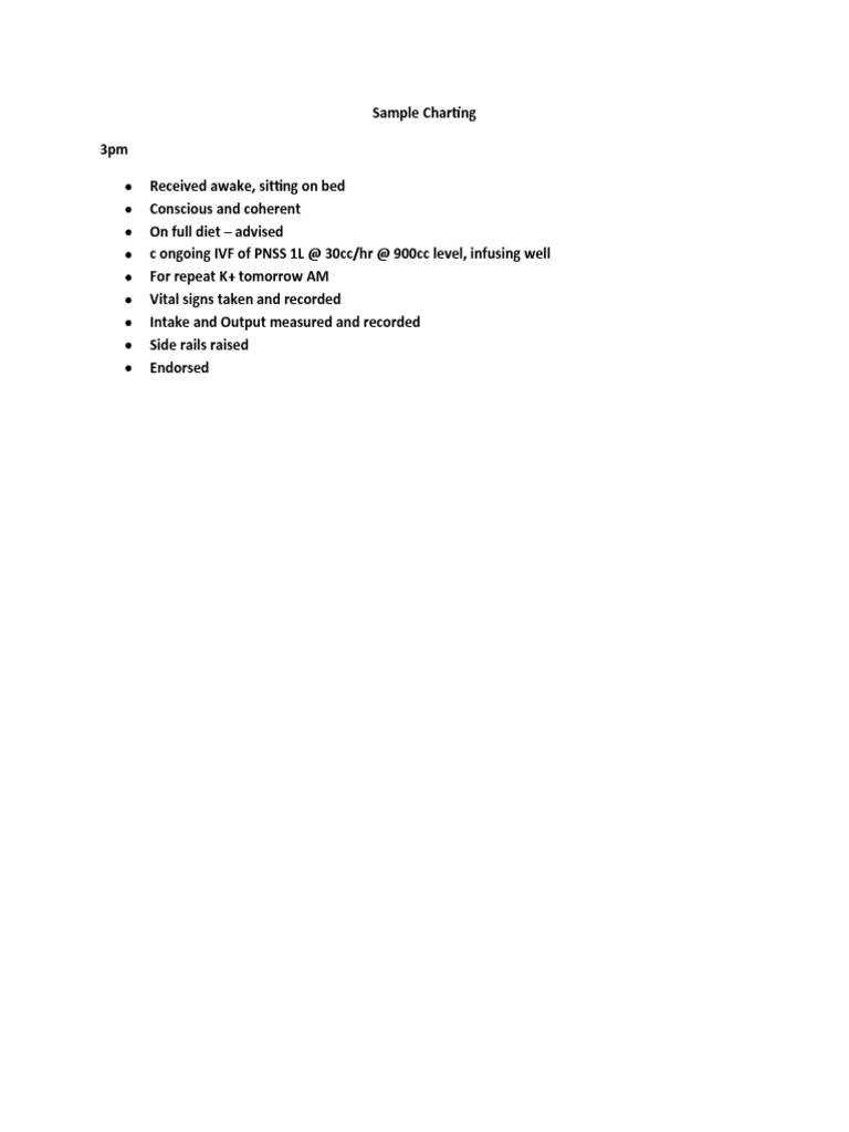 Sample Charting | PDF | Cooking, Food & Wine | Wellness