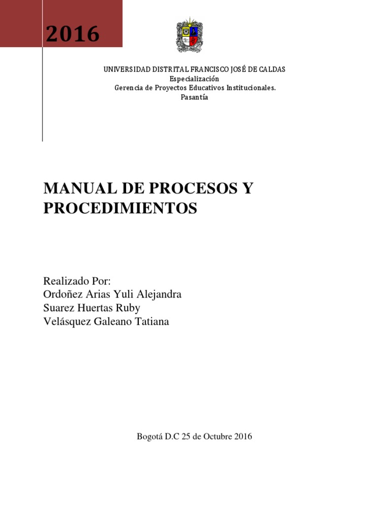 Manual de Procesos y Procedimientos | PDF | Plan de estudios | Universidad