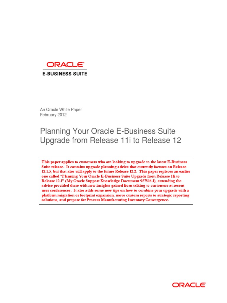 Planning Your Oracle E-Business Suite Upgrade From Release 11i To ...