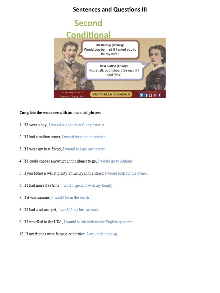 Second Conditional: If I Had: Sentences and Questions III | PDF