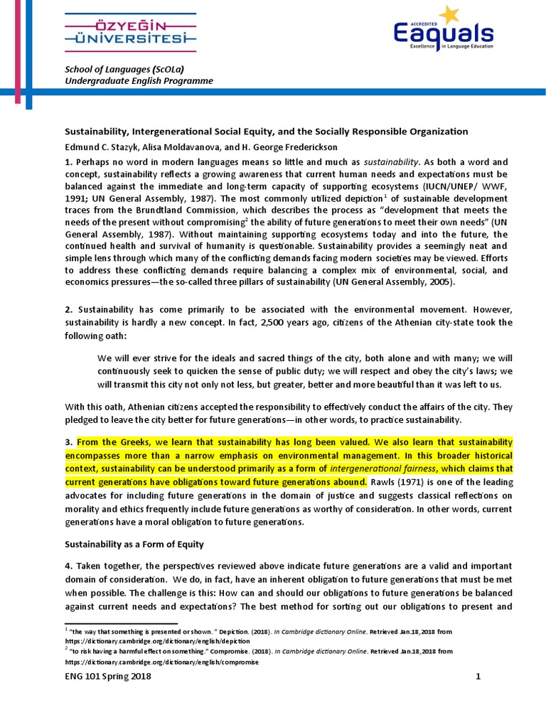 Sustainability and Intergenerational Fairness | PDF | Sustainability ...