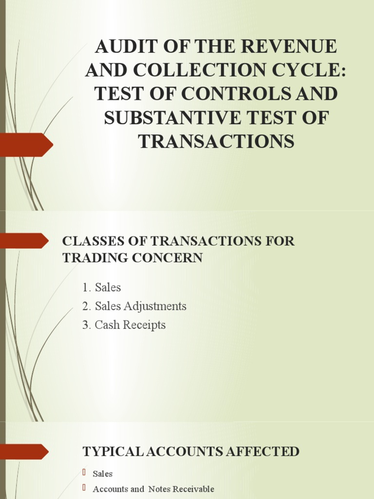 Audit of The Revenue and Collection Cycle: Test of Controls and ...